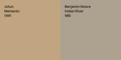 Jotun Memento vs. Benjamin Moore Indian River comparison
