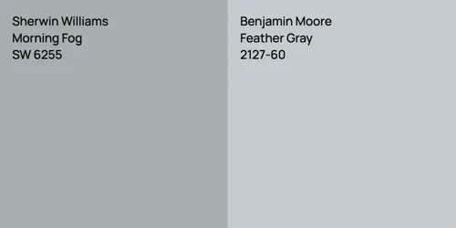 Sherwin Williams Morning Fog vs. Benjamin Moore Pike's Peak Gray comparison