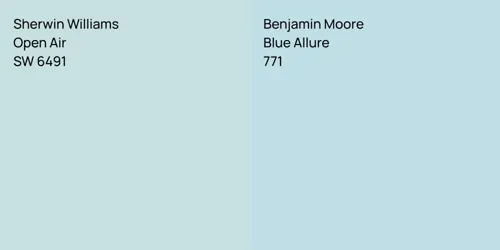 Sherwin Williams Open Air vs. Benjamin Moore Woodlawn Blue comparison