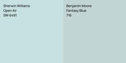Sherwin Williams Open Air vs. Benjamin Moore Hazy Blue comparison