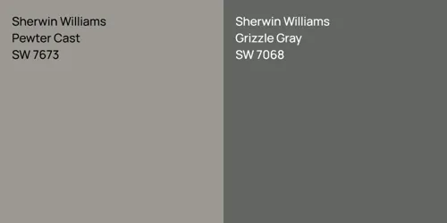 Compare Sherwin Williams Pewter Cast with other colors