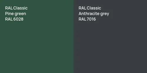 RAL Classic Pine green vs. RAL Classic Green grey comparison