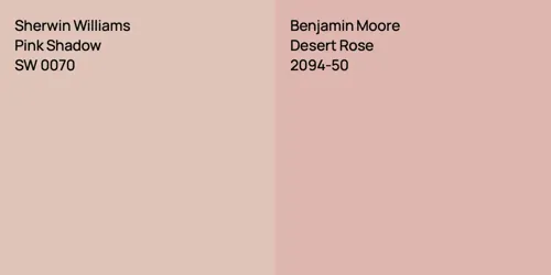 Sherwin Williams Pink Shadow vs. Benjamin Moore Meadow Pink comparison