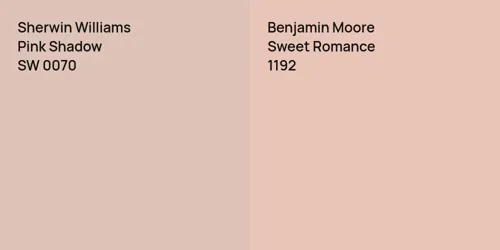 Sherwin Williams Pink Shadow vs. Benjamin Moore Meadow Pink comparison
