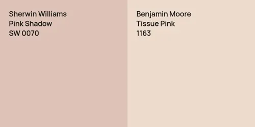 Sherwin Williams Pink Shadow vs. Benjamin Moore Meadow Pink comparison