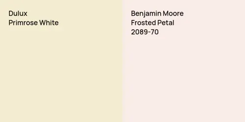 Dulux Primrose White vs. Benjamin Moore Sandy Valley comparison