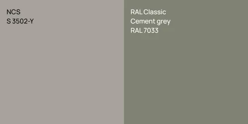 NCS S 3502-Y vs. RAL Classic Grey white comparison