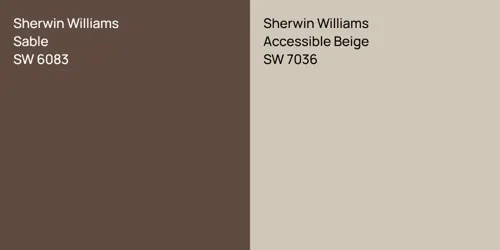Compare Sherwin Williams Sable with other colors