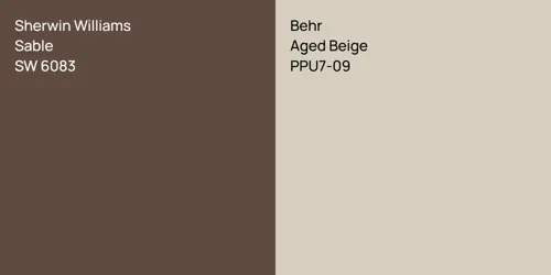 Compare Sherwin Williams Sable with other colors