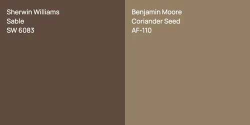 Compare Sherwin Williams Sable with other colors