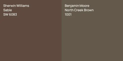 Compare Sherwin Williams Sable with other colors