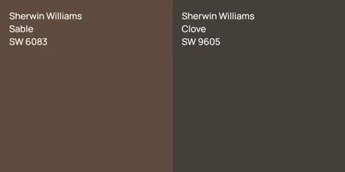 Compare Sherwin Williams Sable with other colors