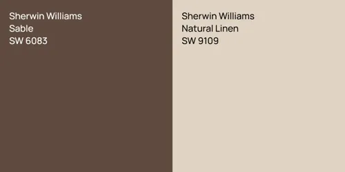 Compare Sherwin Williams Sable with other colors