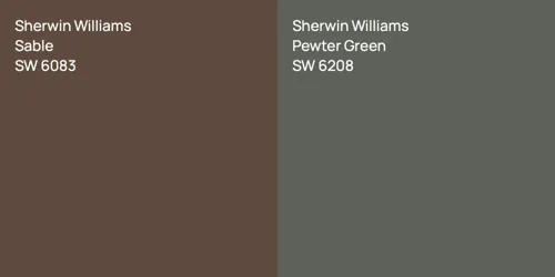 Compare Sherwin Williams Sable with other colors