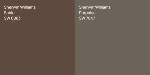 Compare Sherwin Williams Sable with other colors