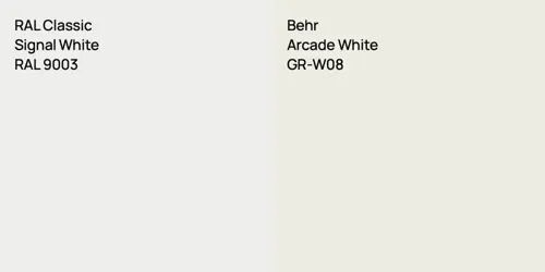 RAL Classic Signal White vs. RAL Classic Pure White comparison
