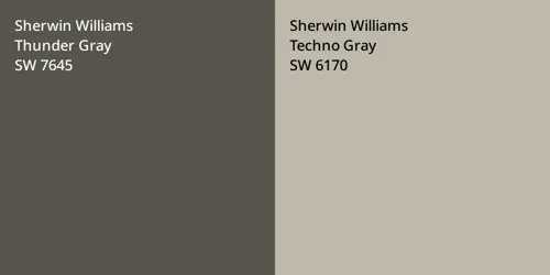 Compare Sherwin Williams Thunder Gray with other colors
