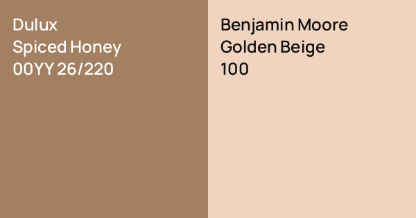 Dulux Spiced Honey vs. Benjamin Moore Golden Beige comparison