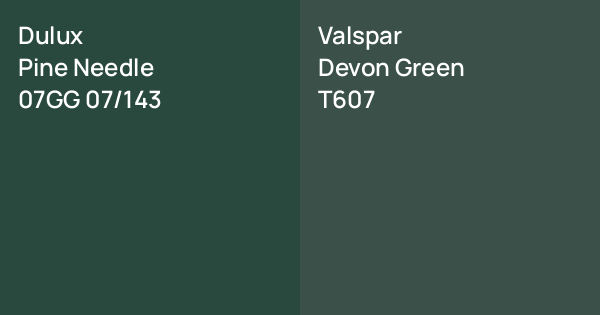 Dulux Pine Needle vs. Valspar Devon Green comparison