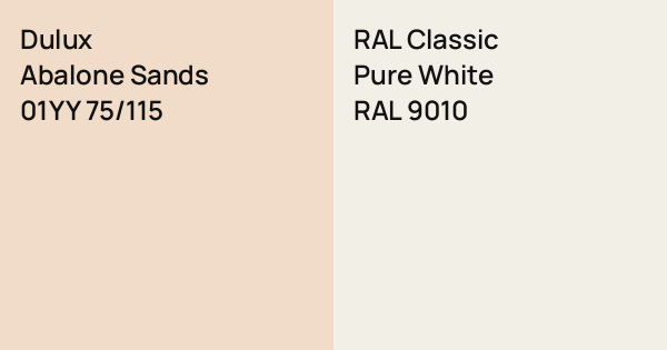 Dulux Abalone Sands vs. RAL Classic Pure White comparison