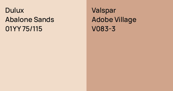 Dulux Abalone Sands vs. Valspar Adobe Village comparison