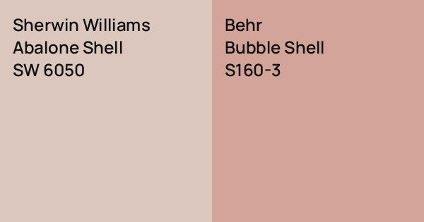 Sherwin Williams Abalone Shell vs. Behr Bubble Shell comparison