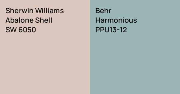 Sherwin Williams Abalone Shell vs. Behr Harmonious comparison