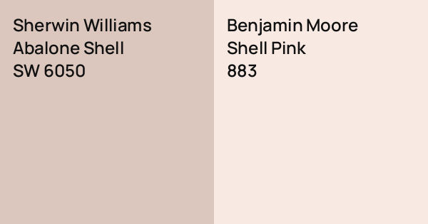 Sherwin Williams Abalone Shell vs. Benjamin Moore Shell Pink comparison