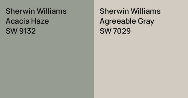 Sherwin Williams Acacia Haze vs. Sherwin Williams Agreeable Gray comparison