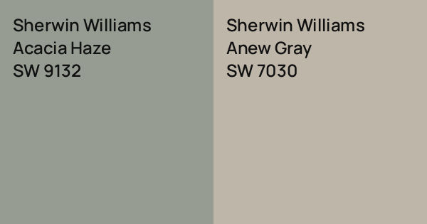 Sherwin Williams Acacia Haze vs. Sherwin Williams Anew Gray comparison