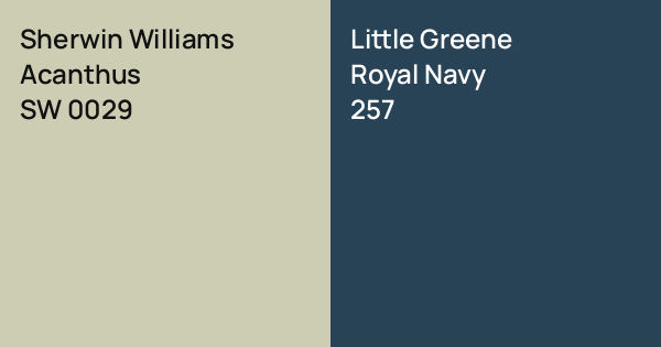 Sherwin Williams Acanthus vs. Little Greene Royal Navy comparison
