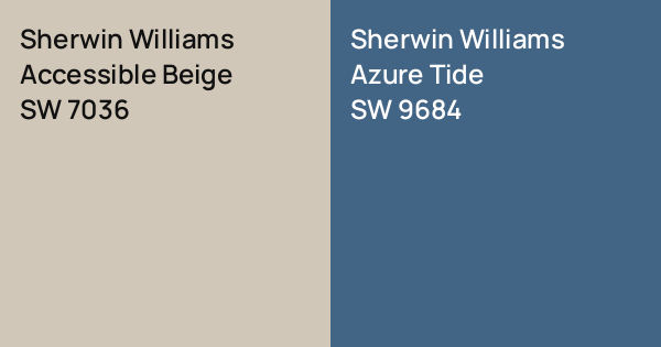 Sherwin Williams Accessible Beige vs. Sherwin Williams Azure Tide ...
