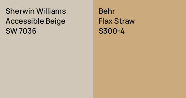 Sherwin Williams Accessible Beige vs. Behr Flax Straw comparison