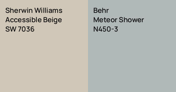Sherwin Williams Accessible Beige vs. Behr Meteor Shower comparison