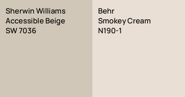 Sherwin Williams Accessible Beige vs. Behr Smokey Cream comparison