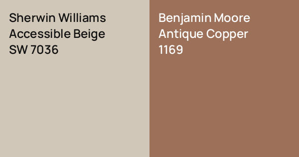 Sherwin Williams Accessible Beige vs. Benjamin Moore Antique Copper ...