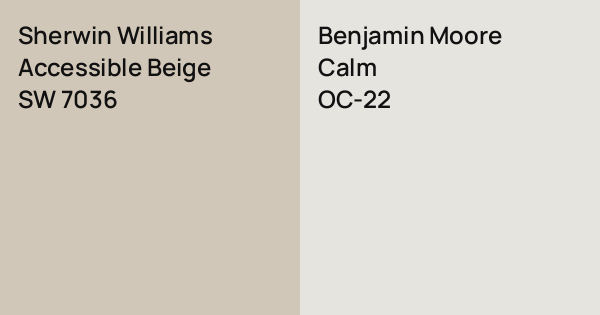 Sherwin Williams Accessible Beige vs. Benjamin Moore Calm comparison