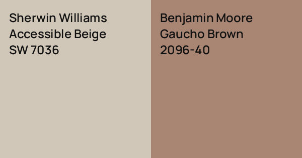 Sherwin Williams Accessible Beige vs. Benjamin Moore Gaucho Brown ...