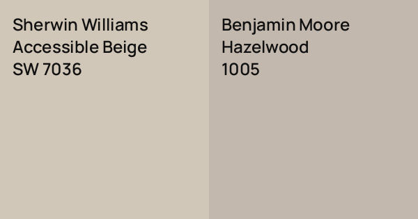 Sherwin Williams Accessible Beige vs. Benjamin Moore Hazelwood comparison