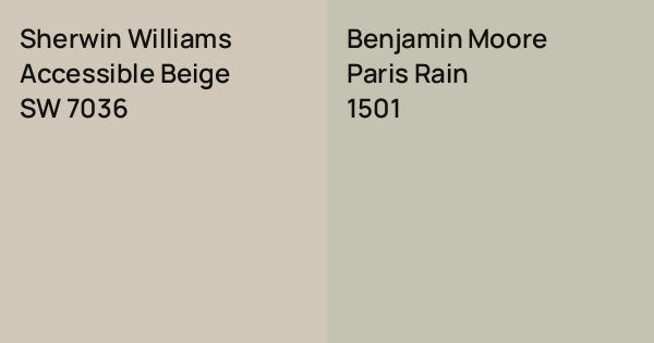 Sherwin Williams Accessible Beige vs. Benjamin Moore Paris Rain comparison