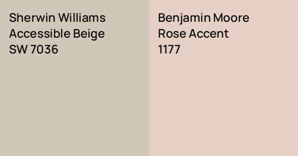 Sherwin Williams Accessible Beige vs. Benjamin Moore Rose Accent comparison