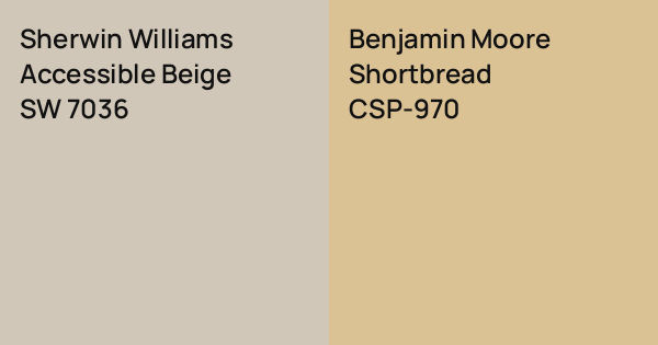 Sherwin Williams Accessible Beige vs. Benjamin Moore Shortbread comparison