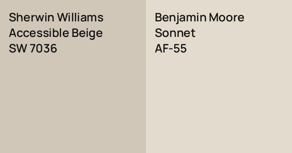 Sherwin Williams Accessible Beige vs. Benjamin Moore Sonnet comparison