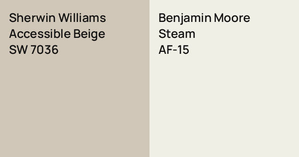 Sherwin Williams Accessible Beige vs. Benjamin Moore Steam comparison