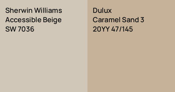 Sherwin Williams Accessible Beige vs. Dulux Caramel Sand 3 comparison