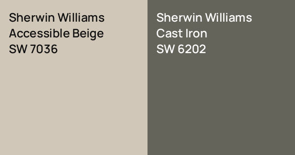 Sherwin Williams Accessible Beige vs. Sherwin Williams Cast Iron comparison