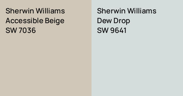Sherwin Williams Accessible Beige vs. Sherwin Williams Dew Drop comparison