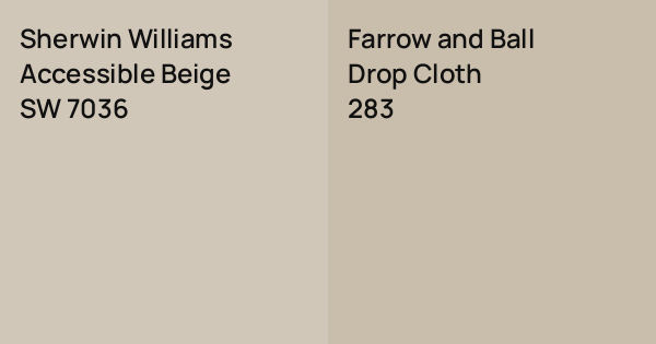Sherwin Williams Accessible Beige vs. Farrow and Ball Drop Cloth comparison