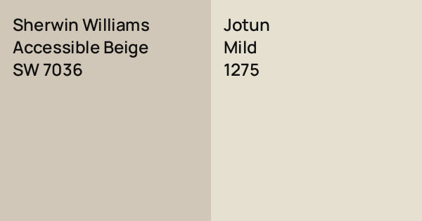 Sherwin Williams Accessible Beige vs. Jotun Mild comparison