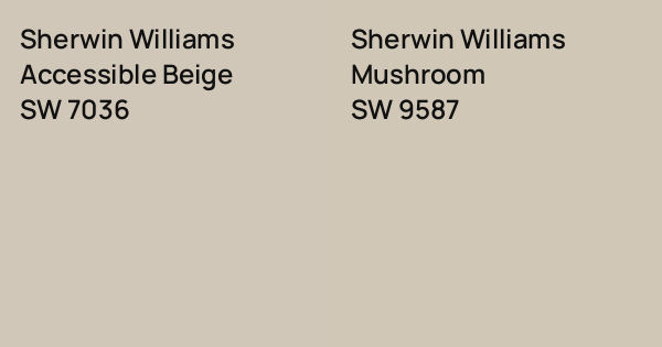 Sherwin Williams Accessible Beige vs. Sherwin Williams Mushroom comparison